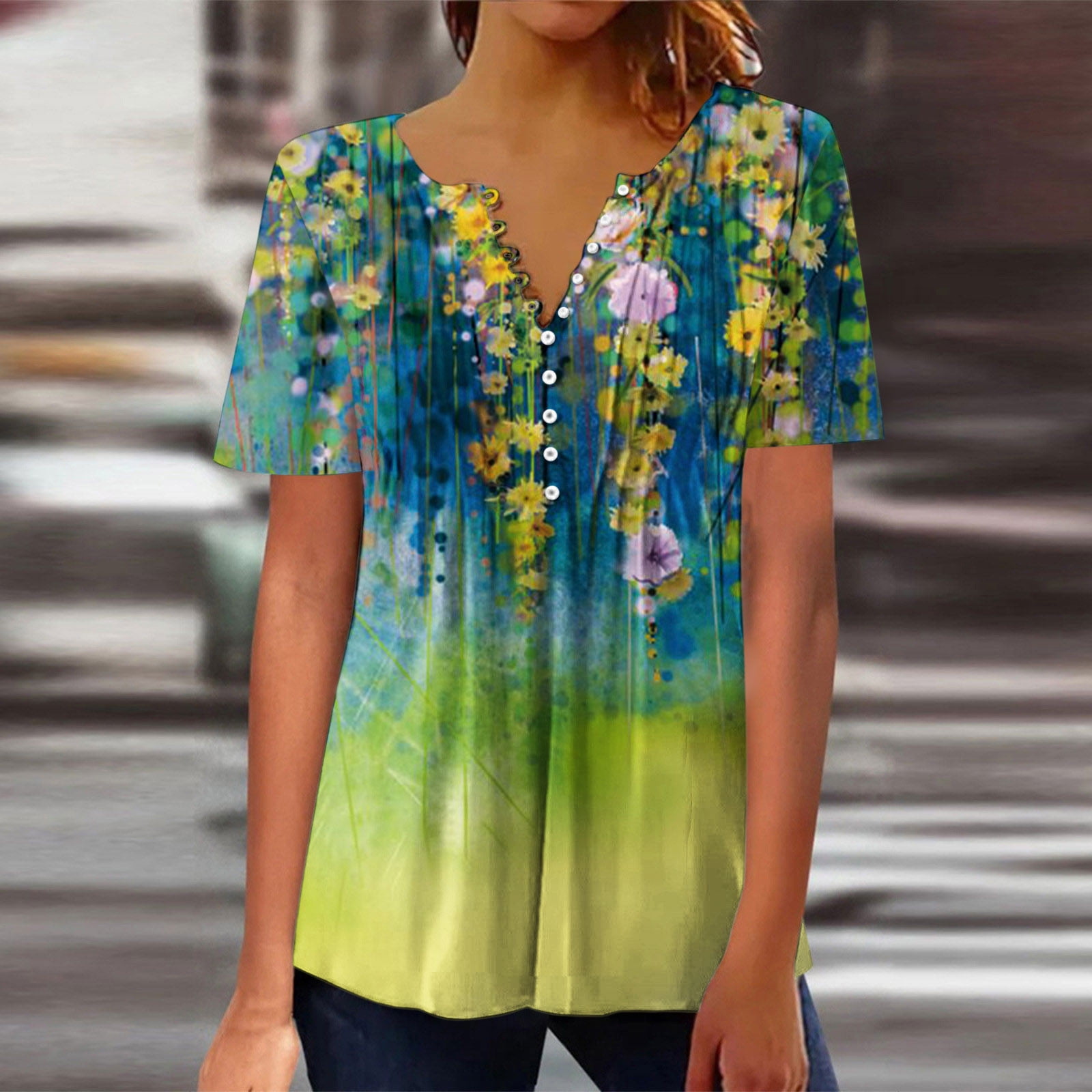 Aloohaidyvio Plus Size Tops,Womens Summer Sexy Fold Printed Regular ...