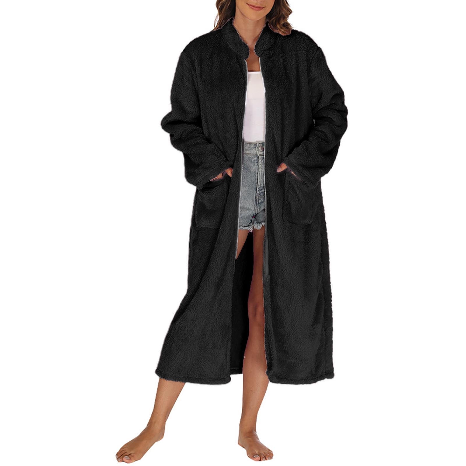 Aloohaidyvio Plush Robes for Women,Long Zip Up Robes for Women, Plush ...