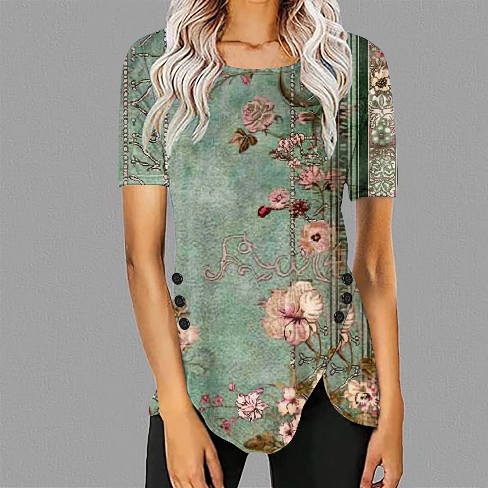 Aloohaidyvio Summer Tops for Women 2024 Clearance,Women's Short Sleeve ...