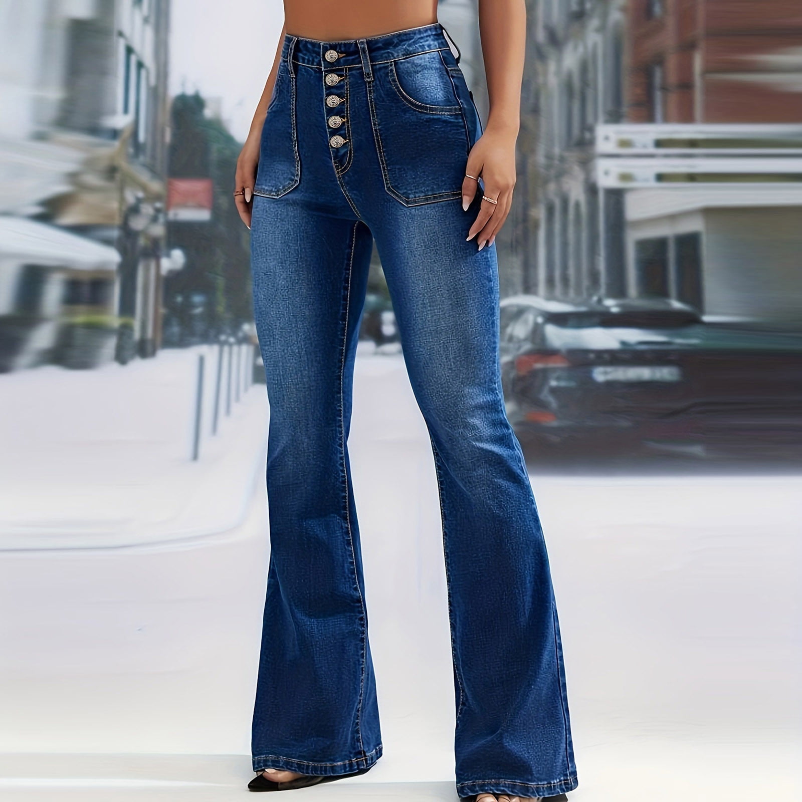 Aloohaidyvio Tummy Control Wide Leg Jeans for Women,Boot Cut Jeans for ...