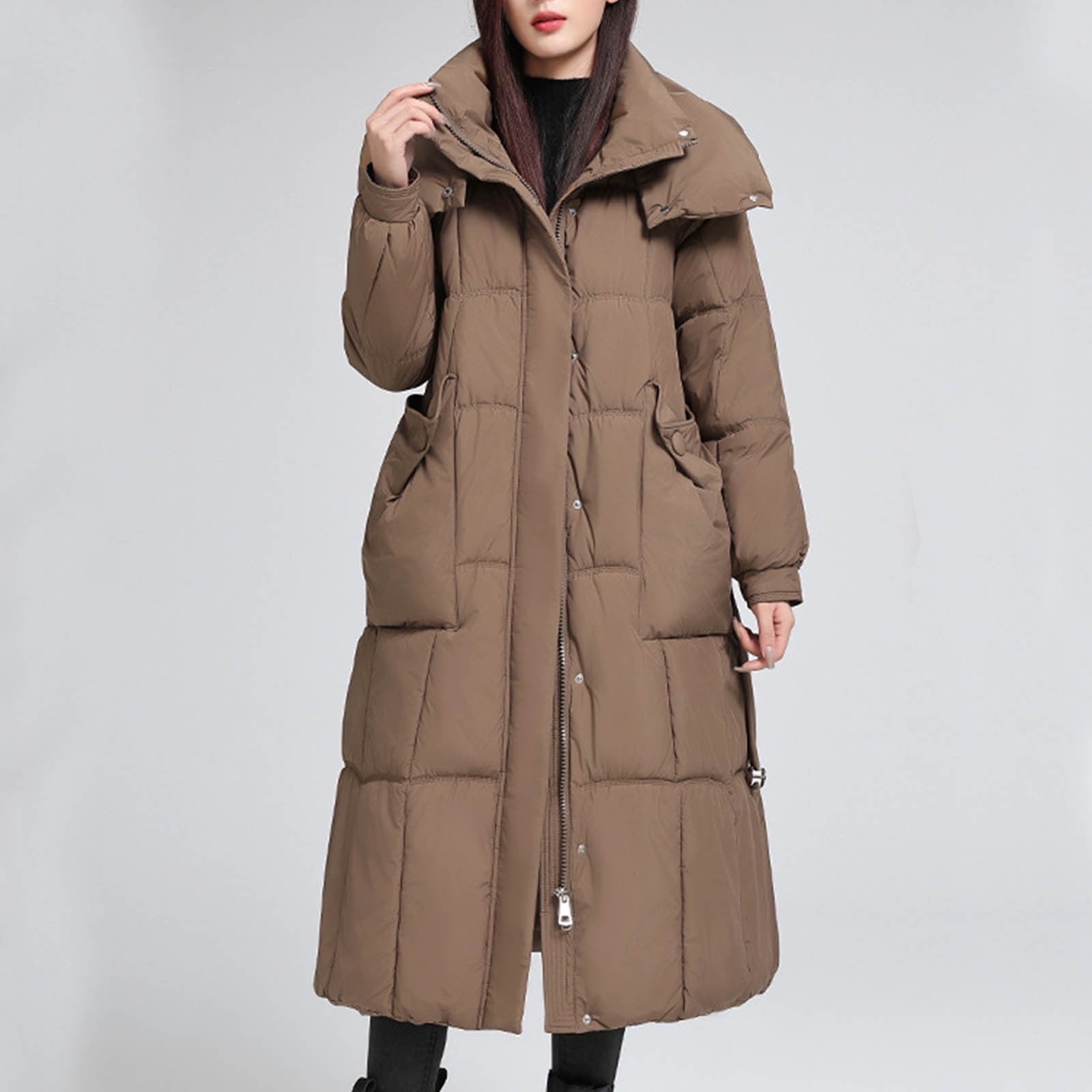 Aloohaidyvio Women's Long Winter Puffer Jacket Warm Windproof Quilted ...
