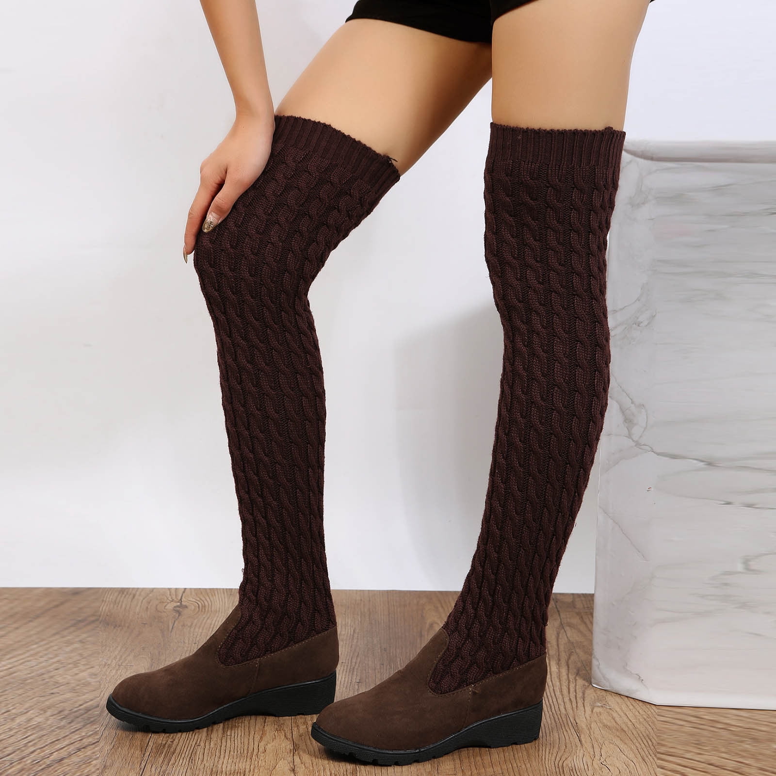 Aloohaidyvio Women's Platform Over The Knee Boots Lug Sole Round Toe ...