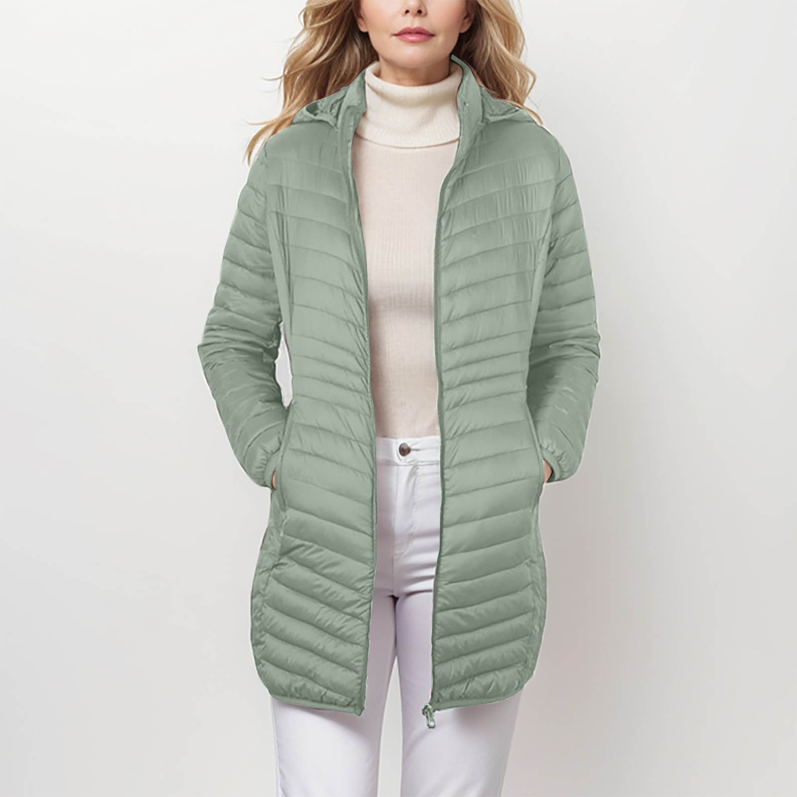 Aloohaidyvio Women's Puffer Jacket, Water-Resistant Hooded Puffer ...