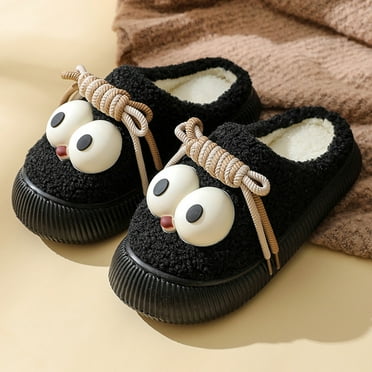 VKEKIEO Adults Novelty Animal Foot Cartoon Cow Cotton Fuzzy Slippers ...