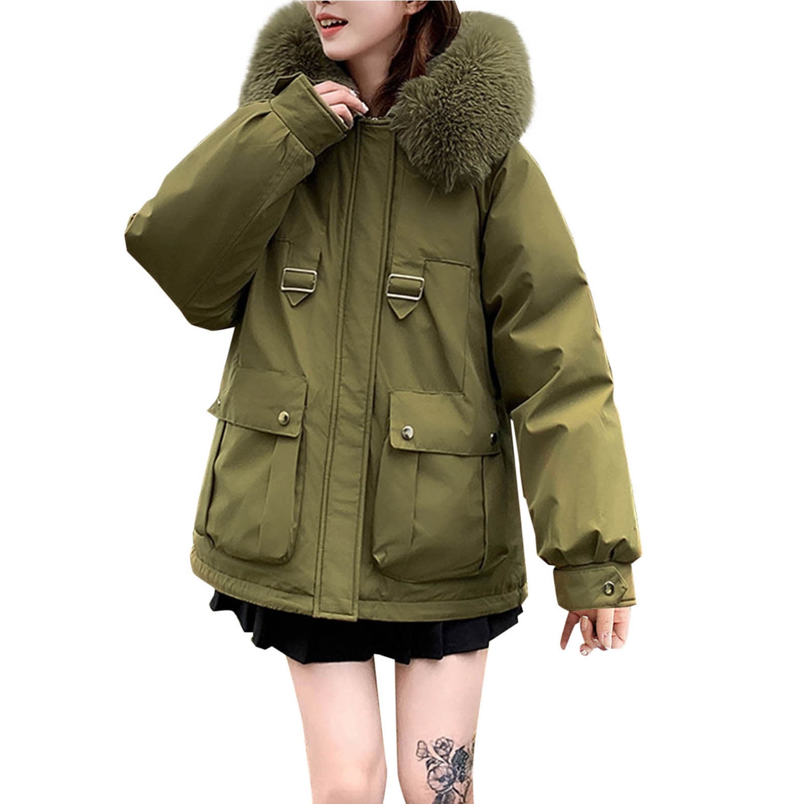 Aloohaidyvio Women's Waterproof Winter Coat Warm Long Puffer Jackets with Faux Fur Hood Thicken ...
