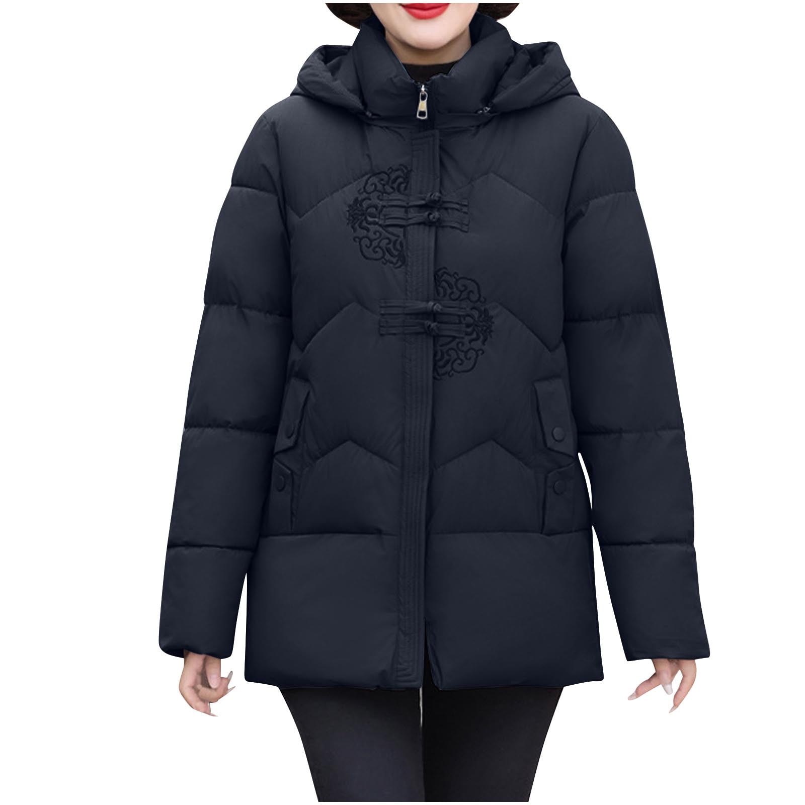 Aloohaidyvio Women's Winter Puffer Jacket Oversized Long Sleeve Full ...