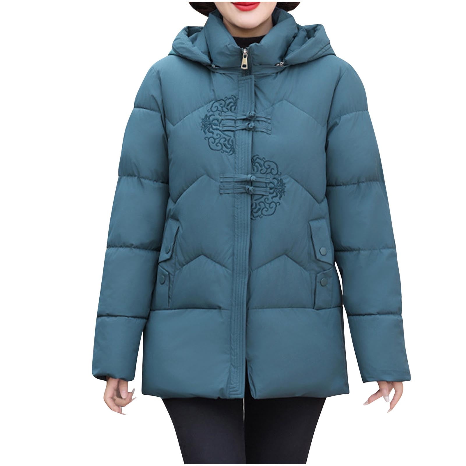 Aloohaidyvio Women's Winter Puffer Jacket Oversized Long Sleeve Full ...