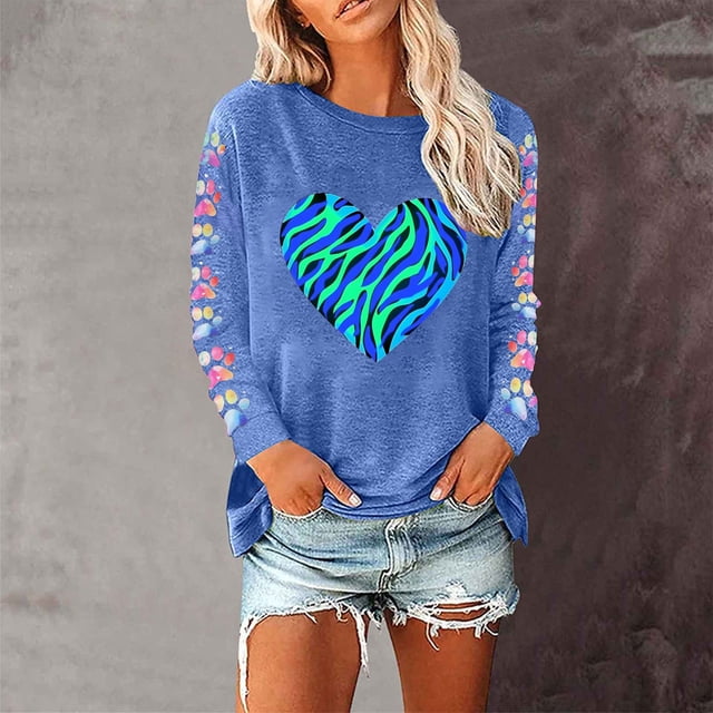 Aloohaidyvio Womens Love Heart Shirts Long Sleeve Valentine's Day ...