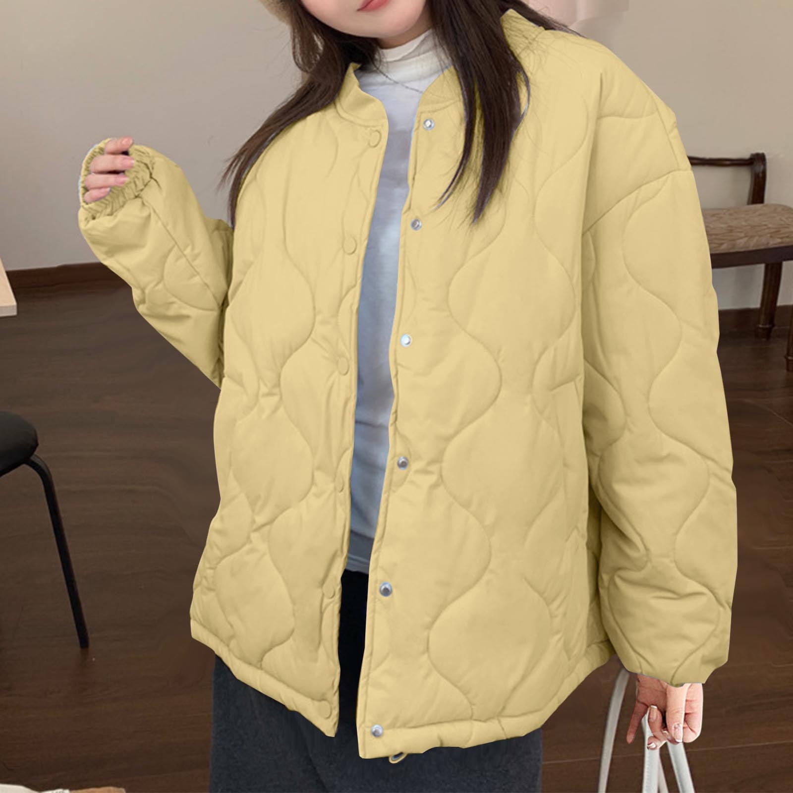 Aloohaidyvio Womens Quilted Puffer Jackets Lightweight Button Down ...