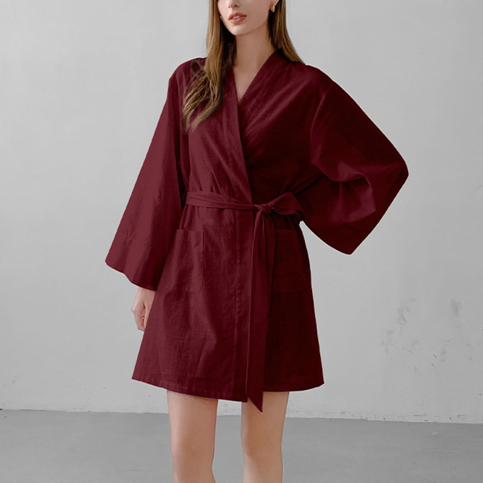 Aloohaidyvio Womens Robe Lightweight Cotton Robes Short Knit Bathrobe ...