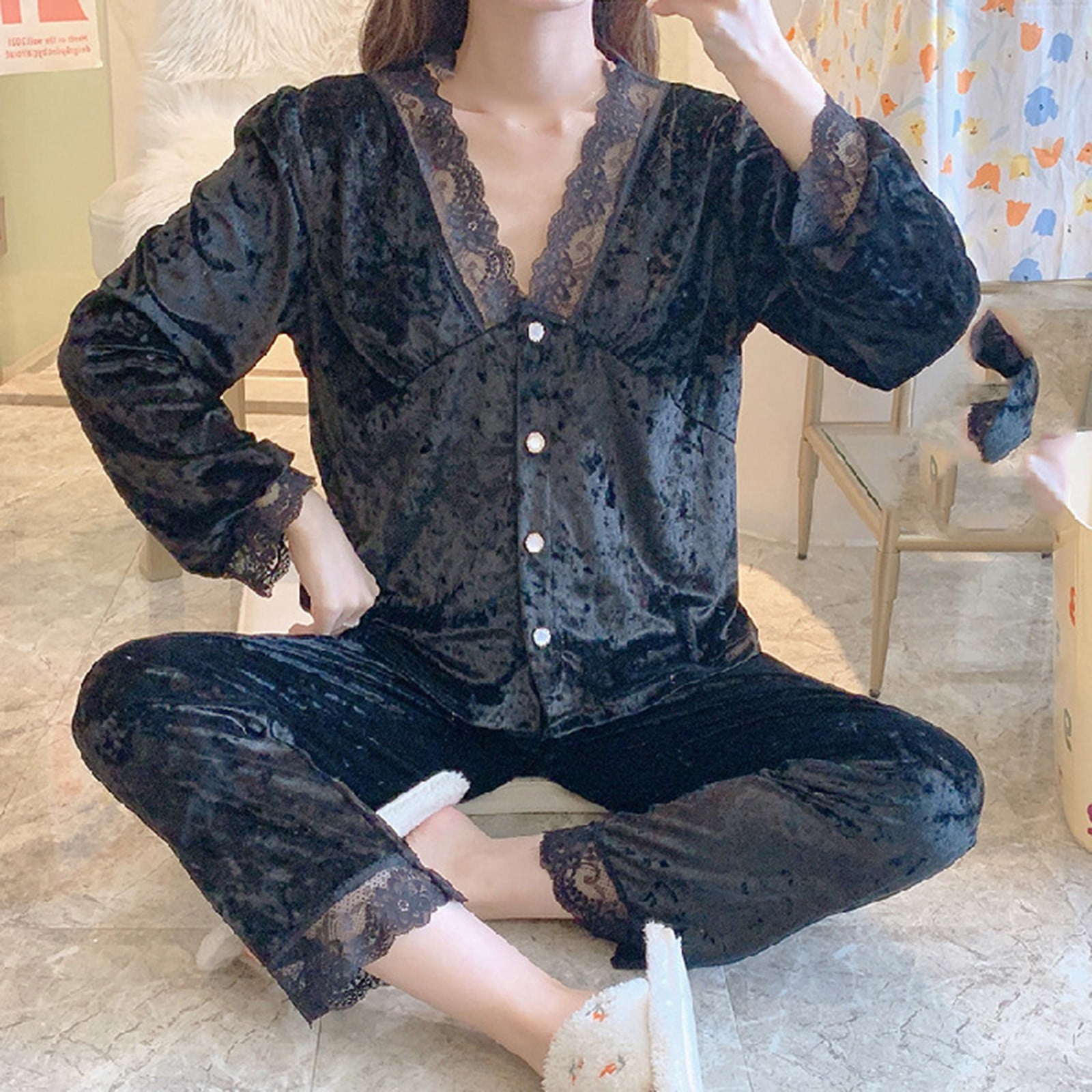 Aloohaidyvio Womens Silk Pajama Sets Silky Short Sleeve Pjs 2 Piece ...