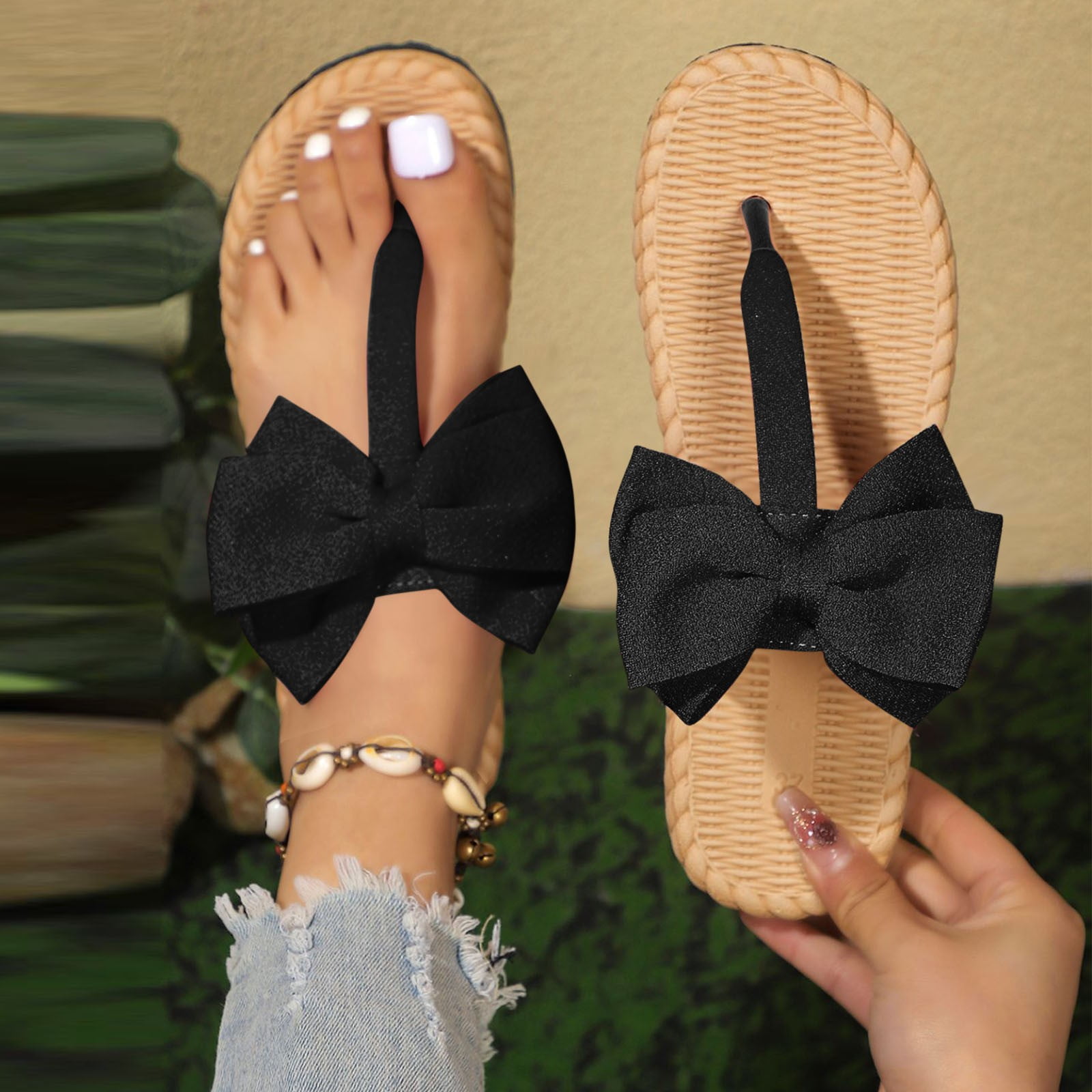 Aloohaidyvio Womens Slip On Flip Flops Ring Toe Strappy Summer ...