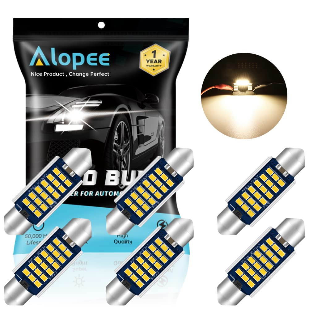 Alopee 578 LED Bulb RRF12 Warm White 1.61 inch Festoon 211-2 Bulb Non-Polarity Error Free ...