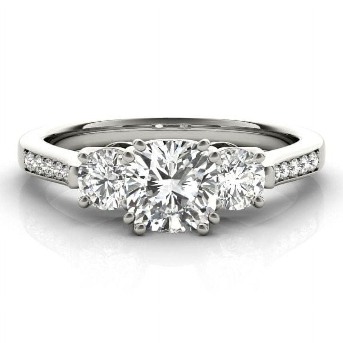 Alor Jewel 1.3 Ct Cushion Cut Diamond Ring - Lab Created Three Stone ...