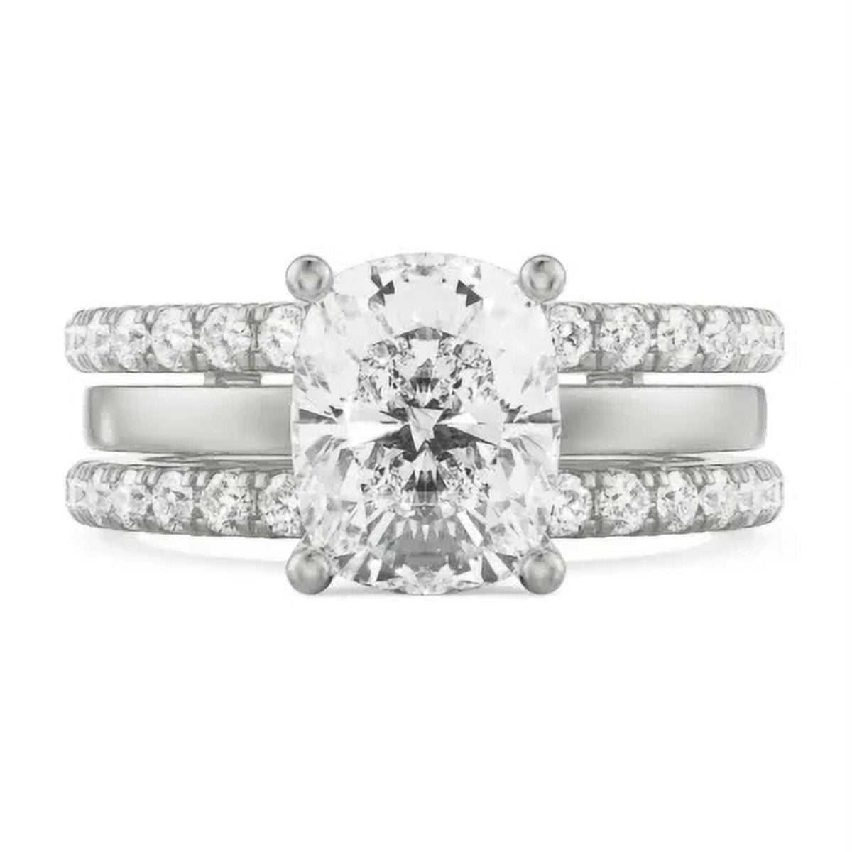 Alor Jewel 1.5 Ct Cushion Cut Lab Created Diamond Ring Set - 14K White ...