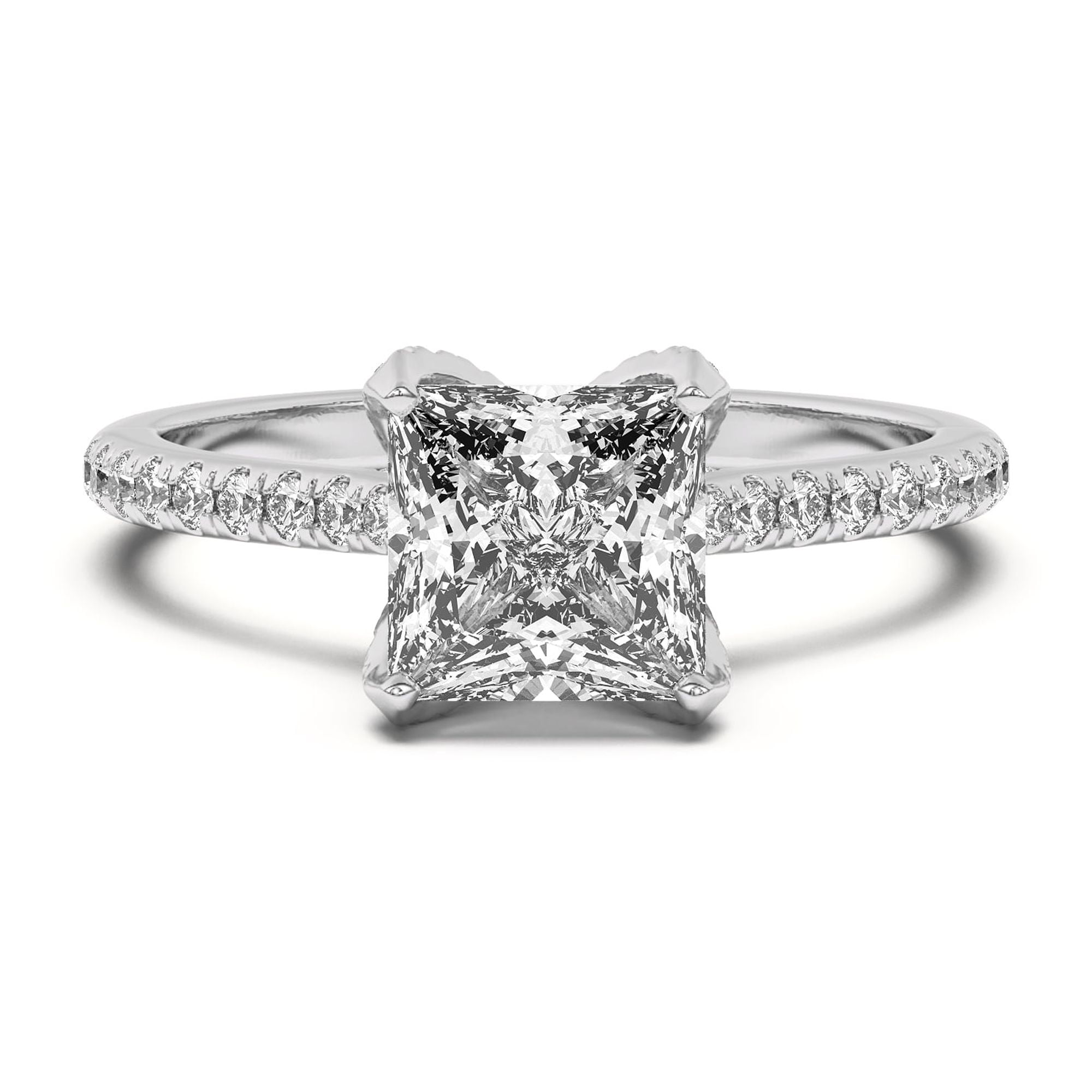 Alor Jewel 1.5 Ct Princess Cut Diamond Ring - Lab Created Diamond Engagement Ring for Women ...