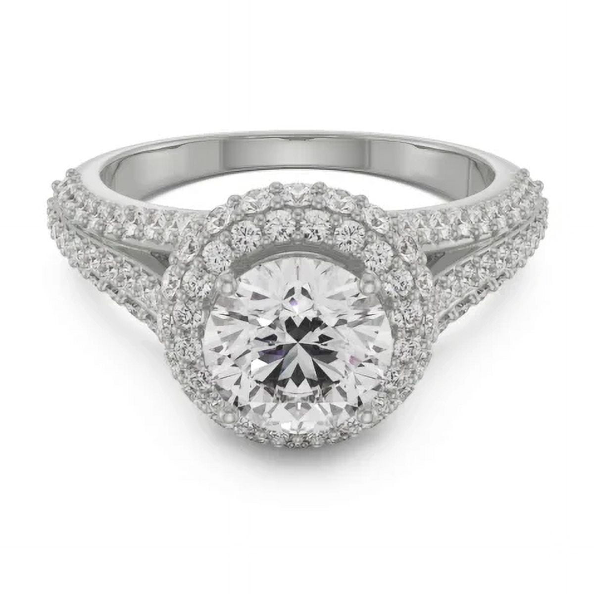 Alor Jewel 1.7 Ct Lab Created Diamond Engagement Ring - 14K White Gold Over Ring - Elegant Round ...