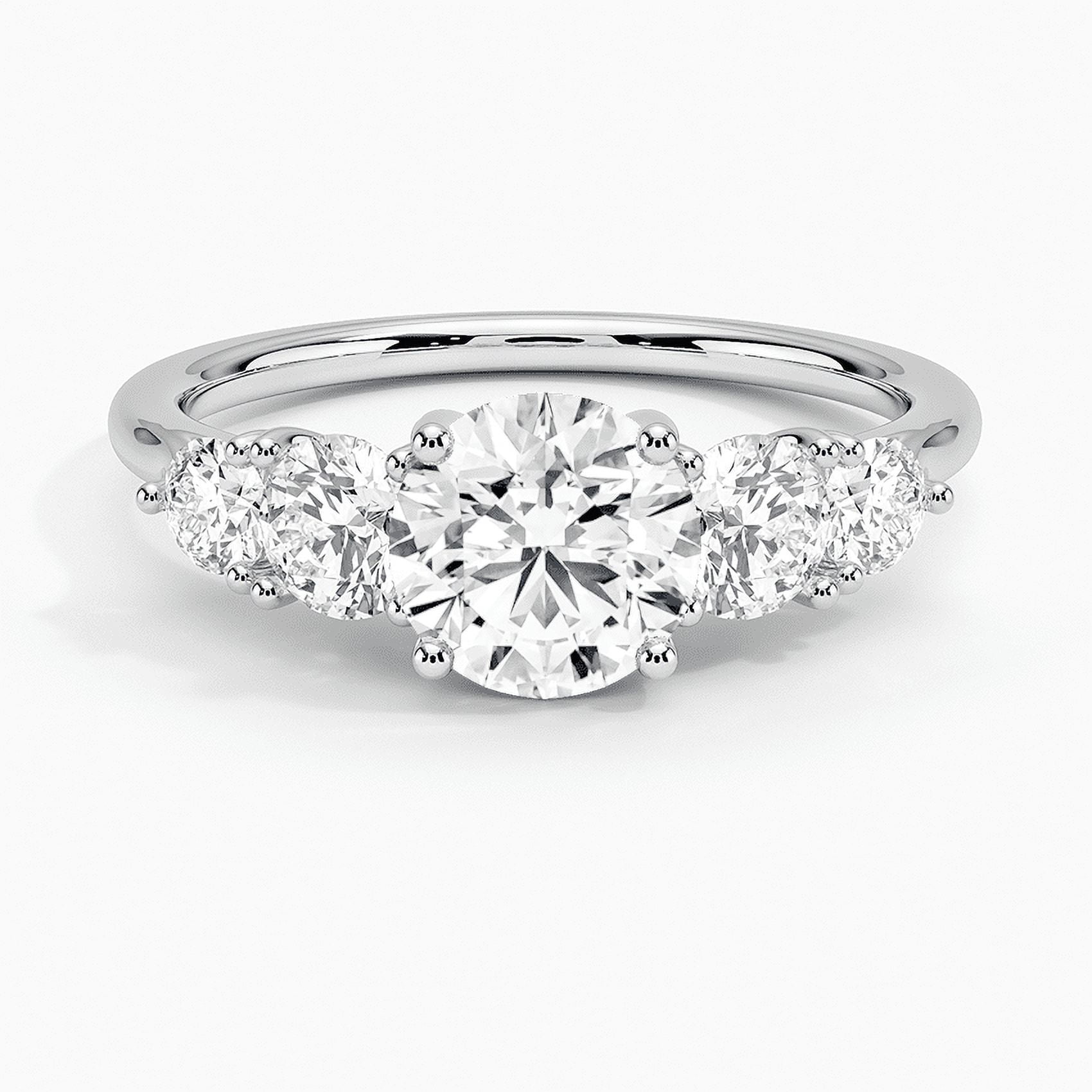Alor Jewel 1.7 Ct Round Cut Diamond Engagement Five Stone Ring - 14K ...