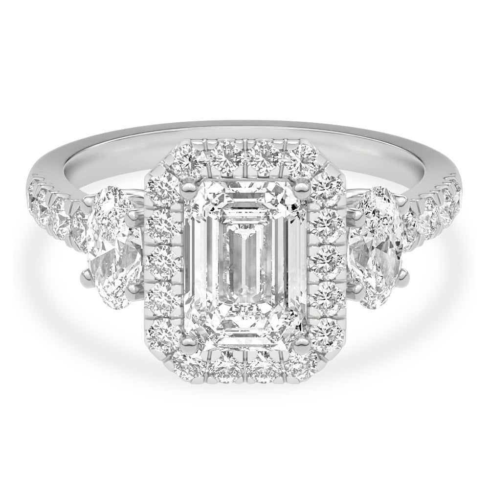 Alor Jewel 1.8 Ct Emerald Cut Diamond Ring - Halo Design with Accents ...