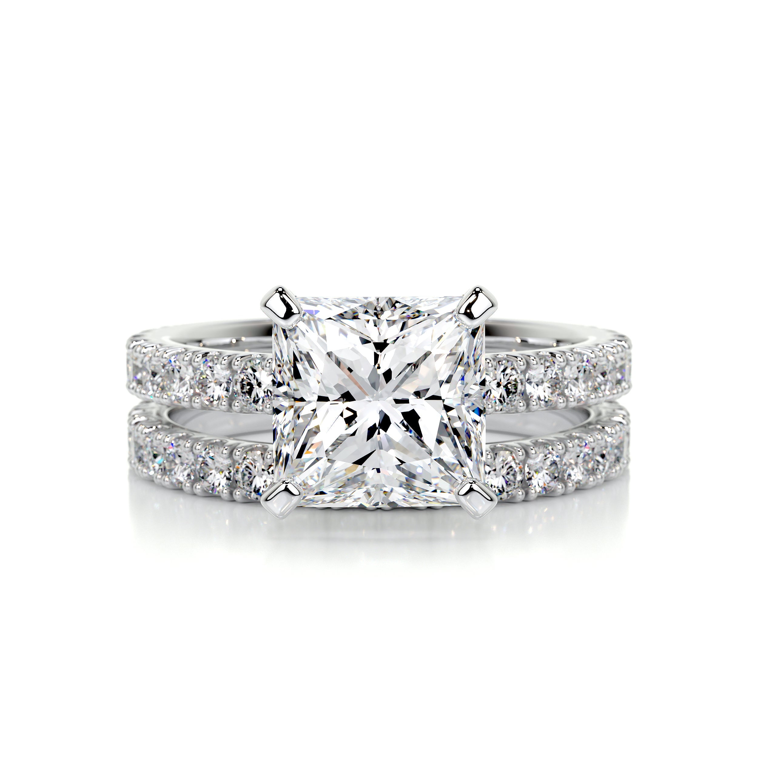 Alor Jewel 1.8 Ct Princess Cut Two Eternity Bridal Band Engagement Ring ...