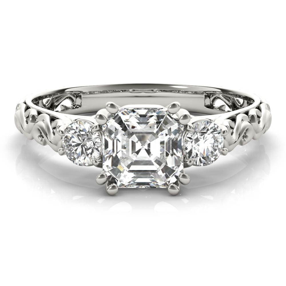 Alor Jewel 1.9 Ct Asscher Cut Lab Created Diamond Ring - Vintage Three ...