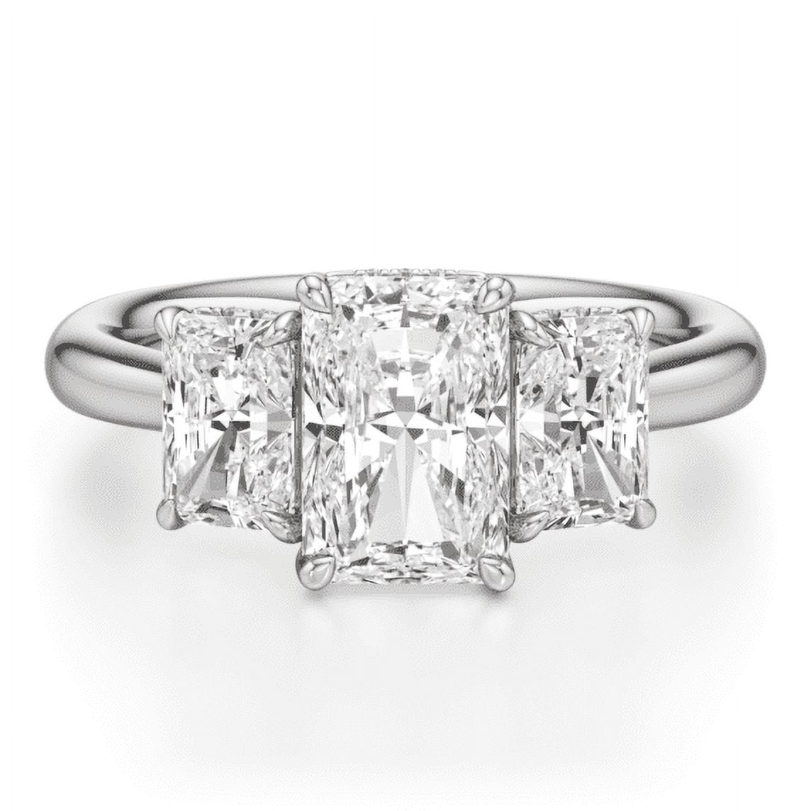 Alor Jewel 1.9 Ct Radiant Cut Lab Created Diamond Three Stone Prong Set ...