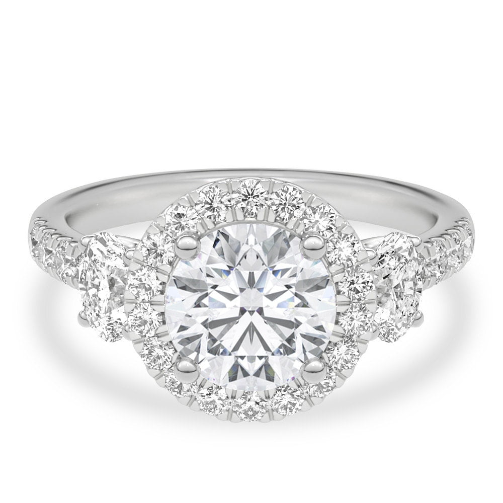 Alor Jewel 1.9 Ct Round Cut Diamond Halo Ring - Lab-Created Diamond ...