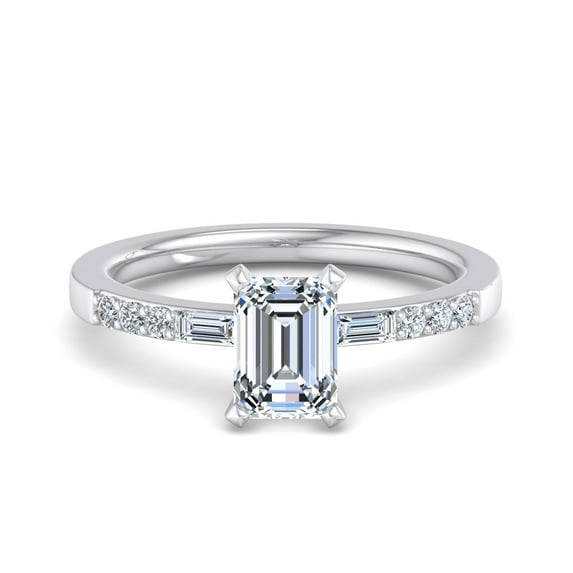 Alor Jewel 14K White Gold Over 1.4 Ct Emerald Cut Solitaire Engagement ...