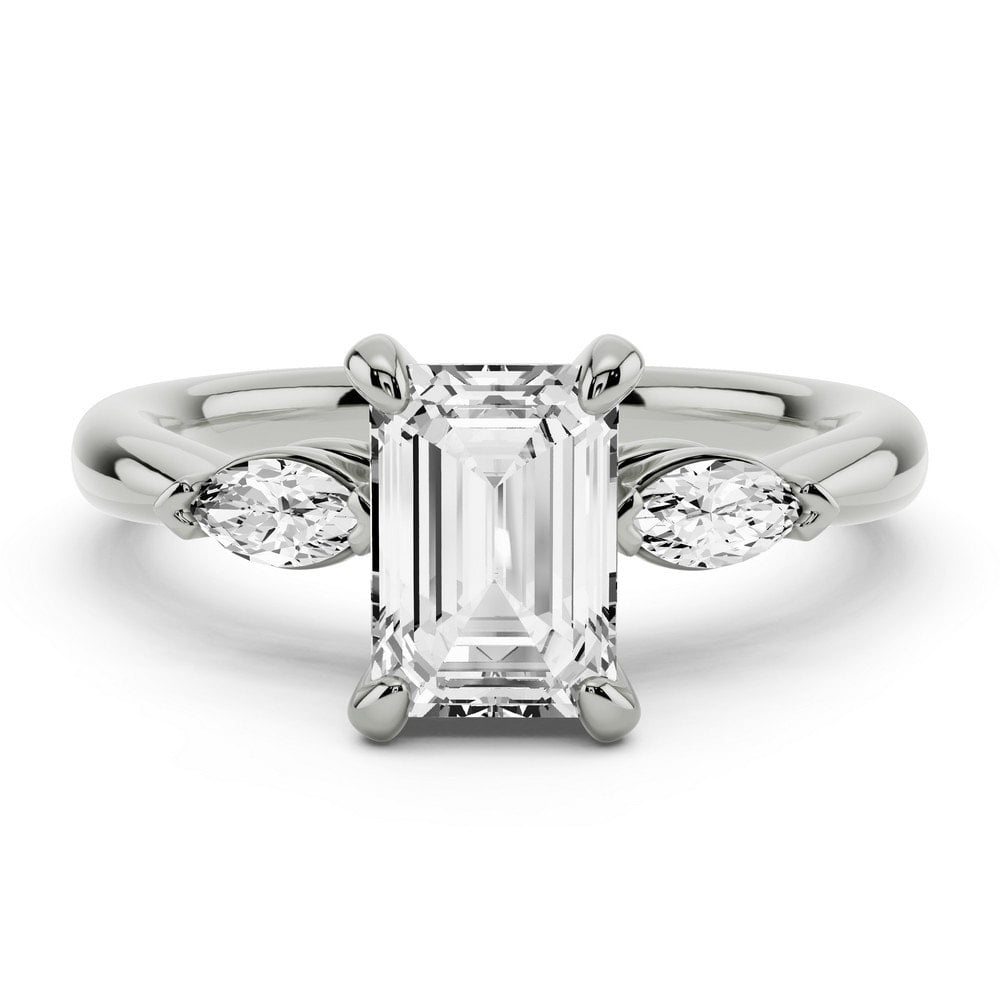 Alor Jewel 14K White Gold Over 1.9 Ct Emerald Cut Engagement Ring with ...