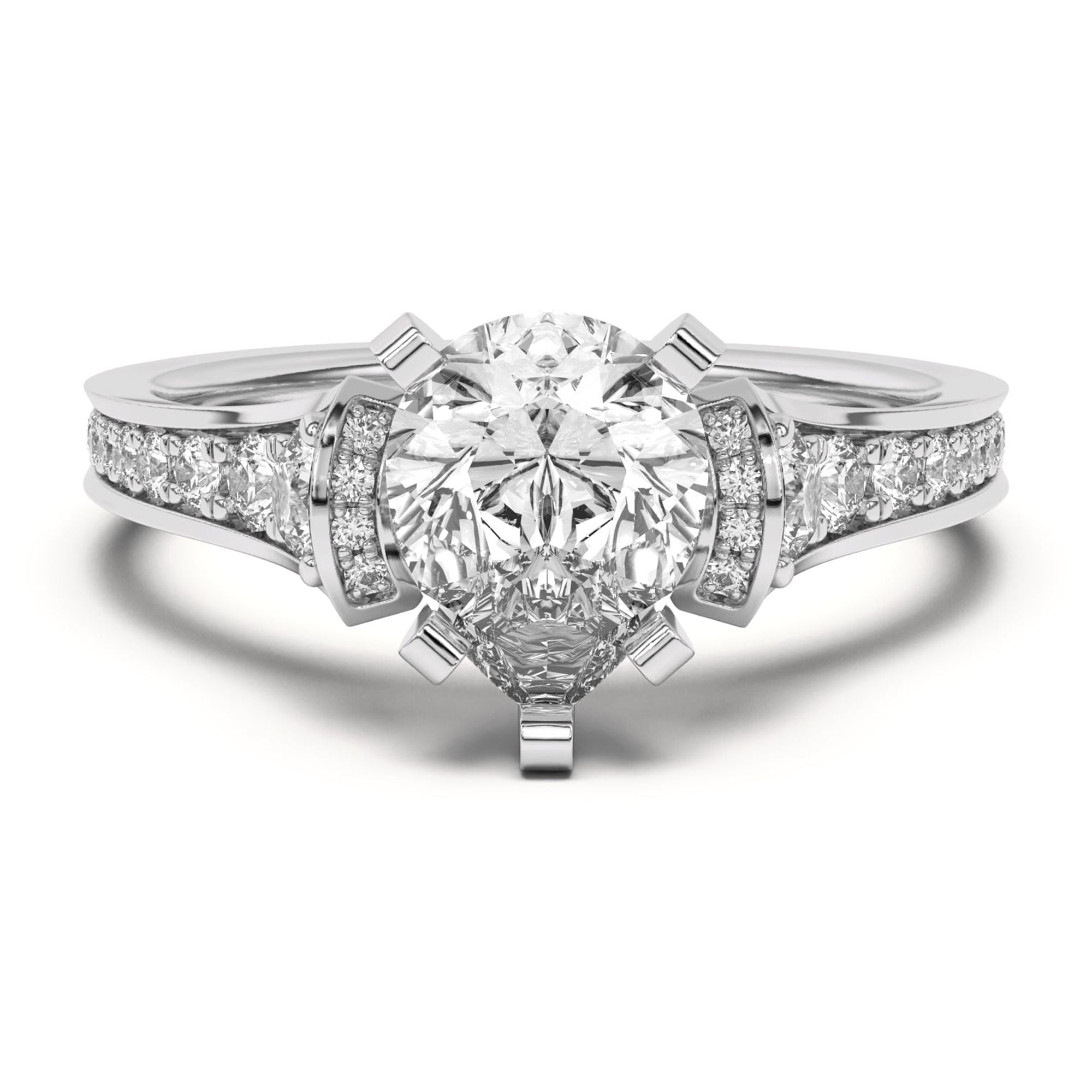 Alor Jewel 14K White Gold Over Diamond Ring - Solitaire with Accents ...
