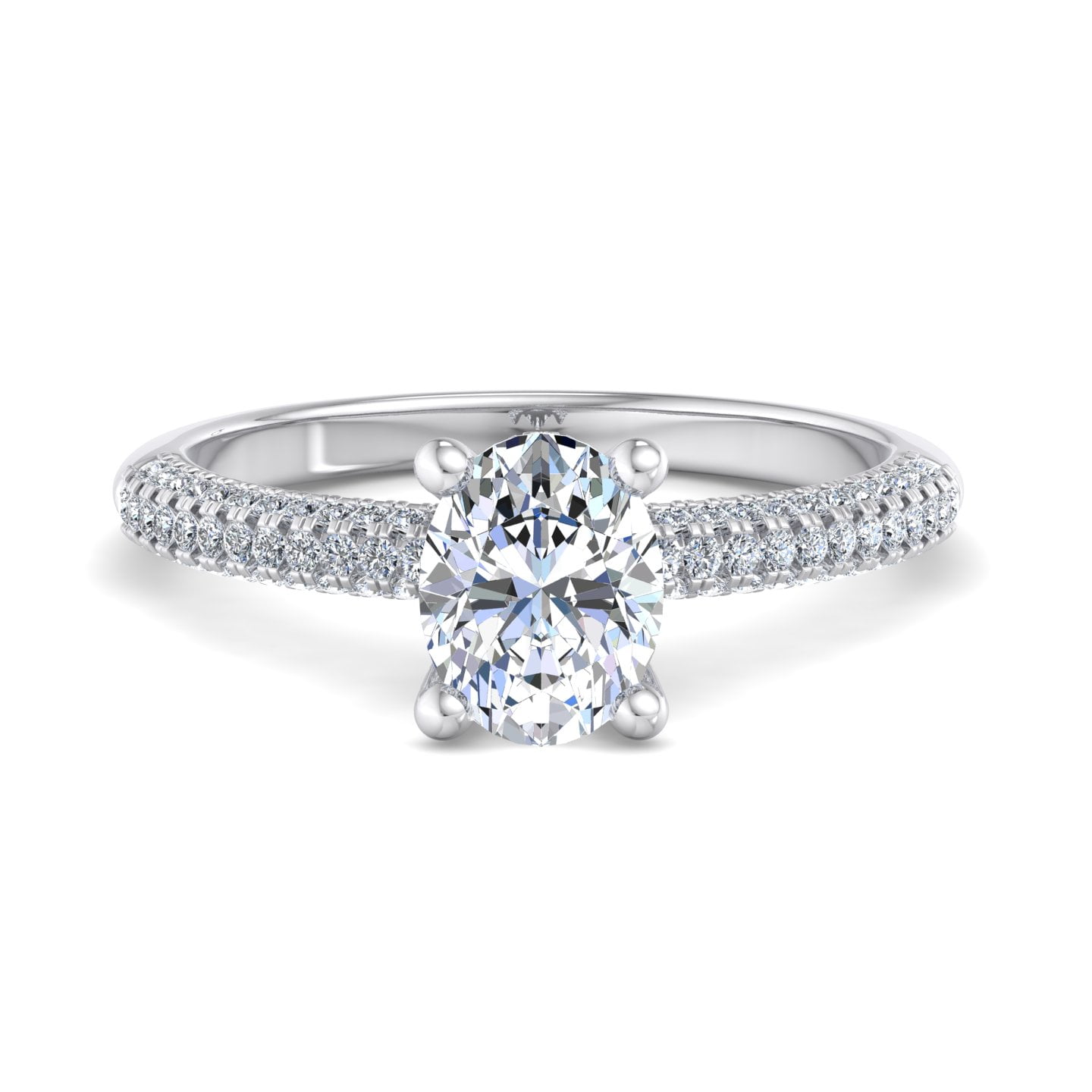 Alor Jewel 14K White Gold Over Oval Cut Diamond Ring - 1.3 Ct Solitaire ...