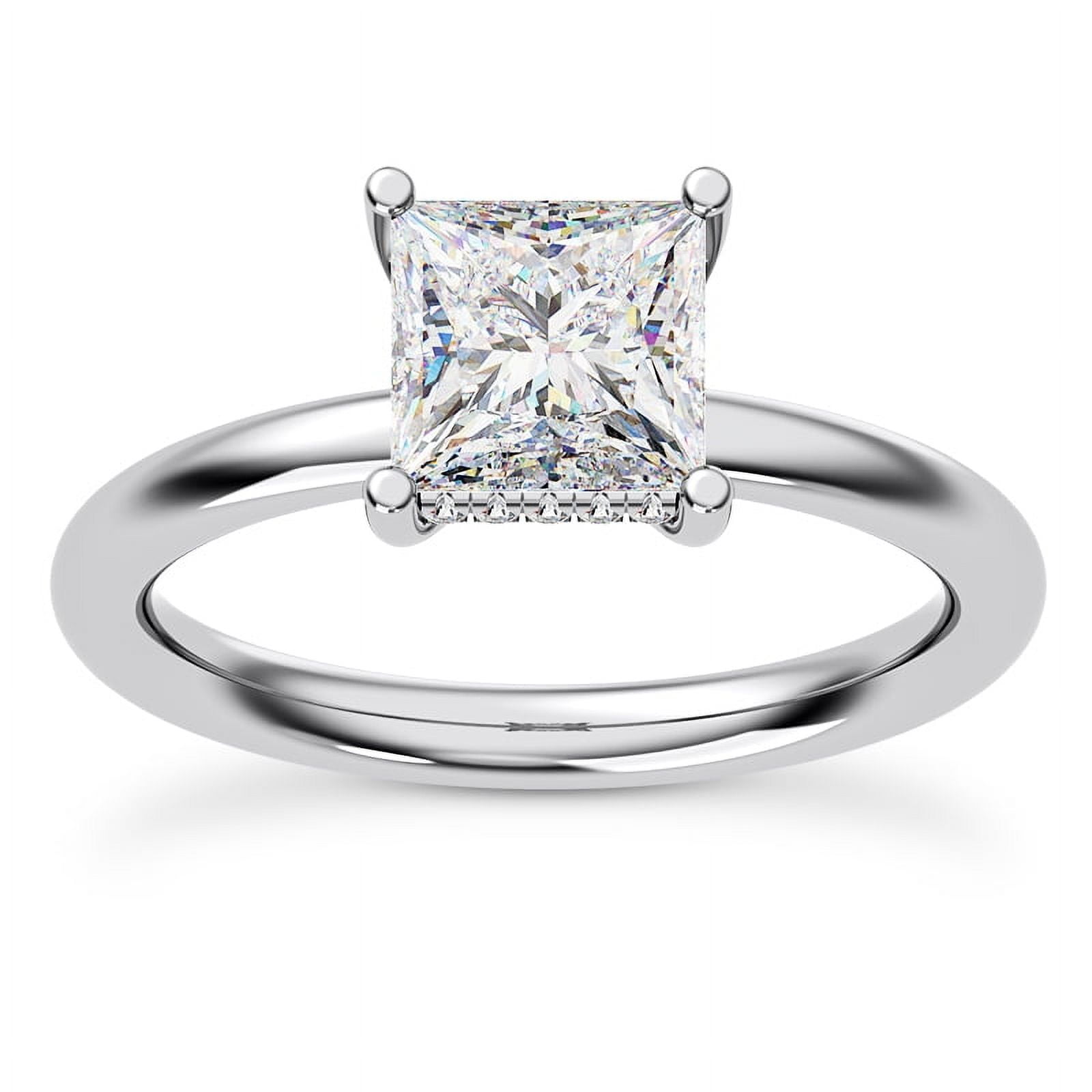 Alor Jewel 14K White Gold Over Princess Cut Lab Created Diamond Ring ...