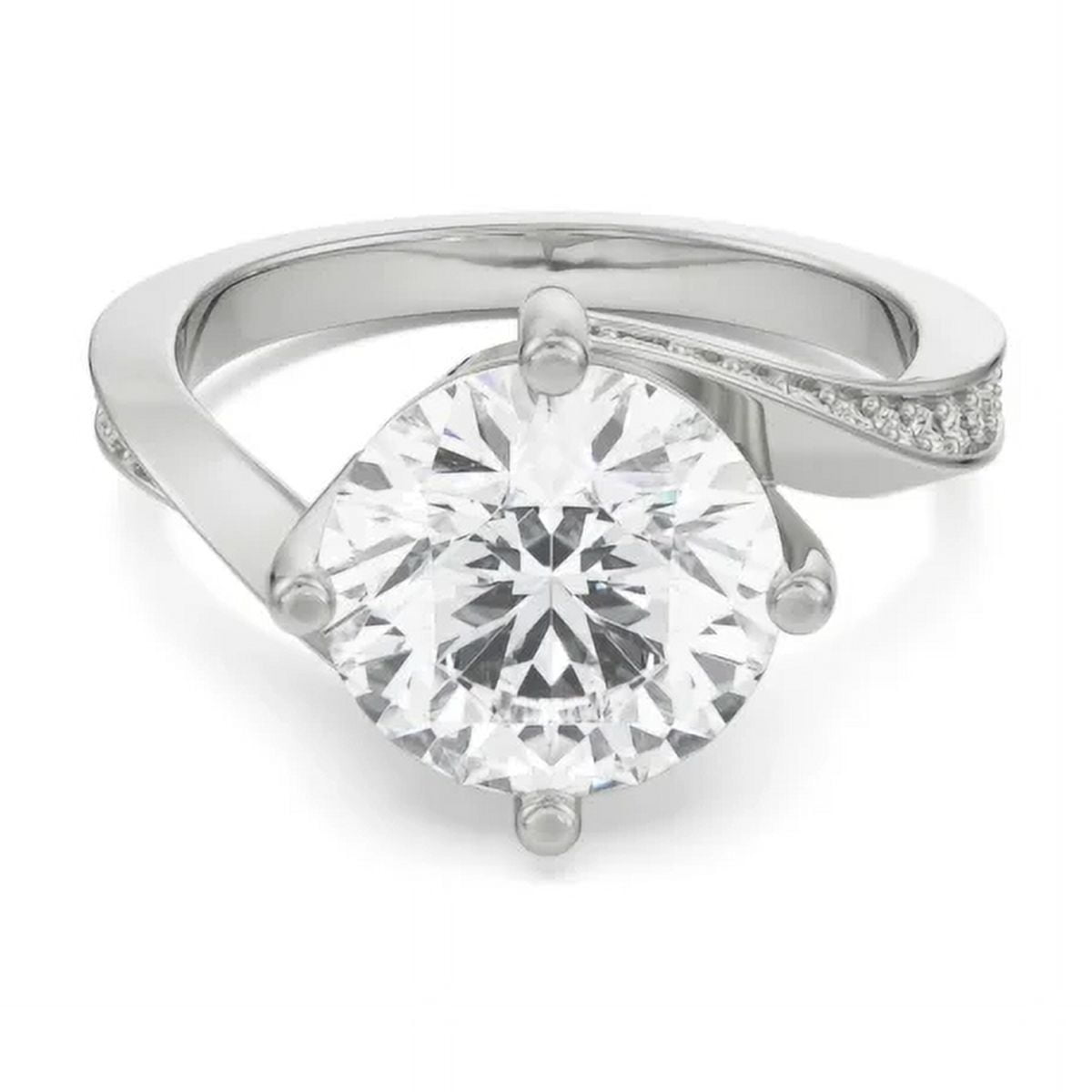Alor Jewel 14K White Gold Over Ring - 2 Ct Round Cut Lab Created ...