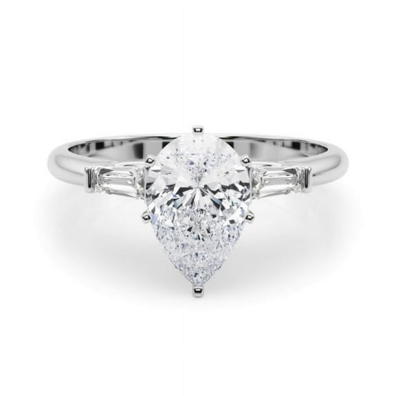 Alor Jewel Prong Set Three Stone Ring - 1.6 Ct Pear Cut Lab Created ...