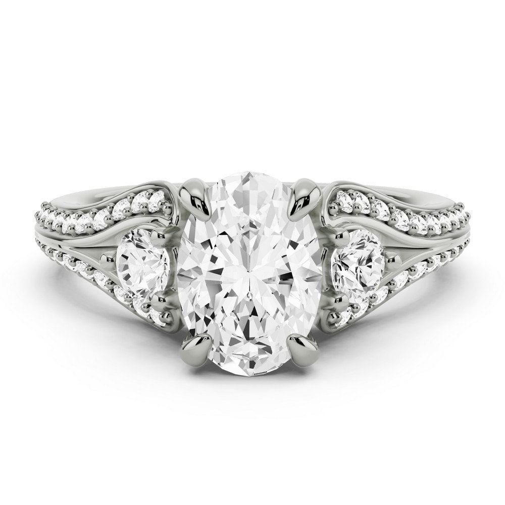 Alor Jewel 2.1 Ct Oval Cut Solitaire Engagement Ring with Accent ...