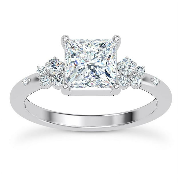 Alor Jewel 2.1 Ct Princess Cut Diamond Engagement Ring - Lab Created Beauty in 14K White Gold ...