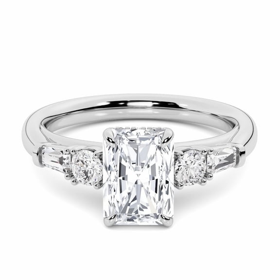 Alor Jewel Round Cut Lab Created Diamond Ring - 2.2 Ct Three Stone With ...