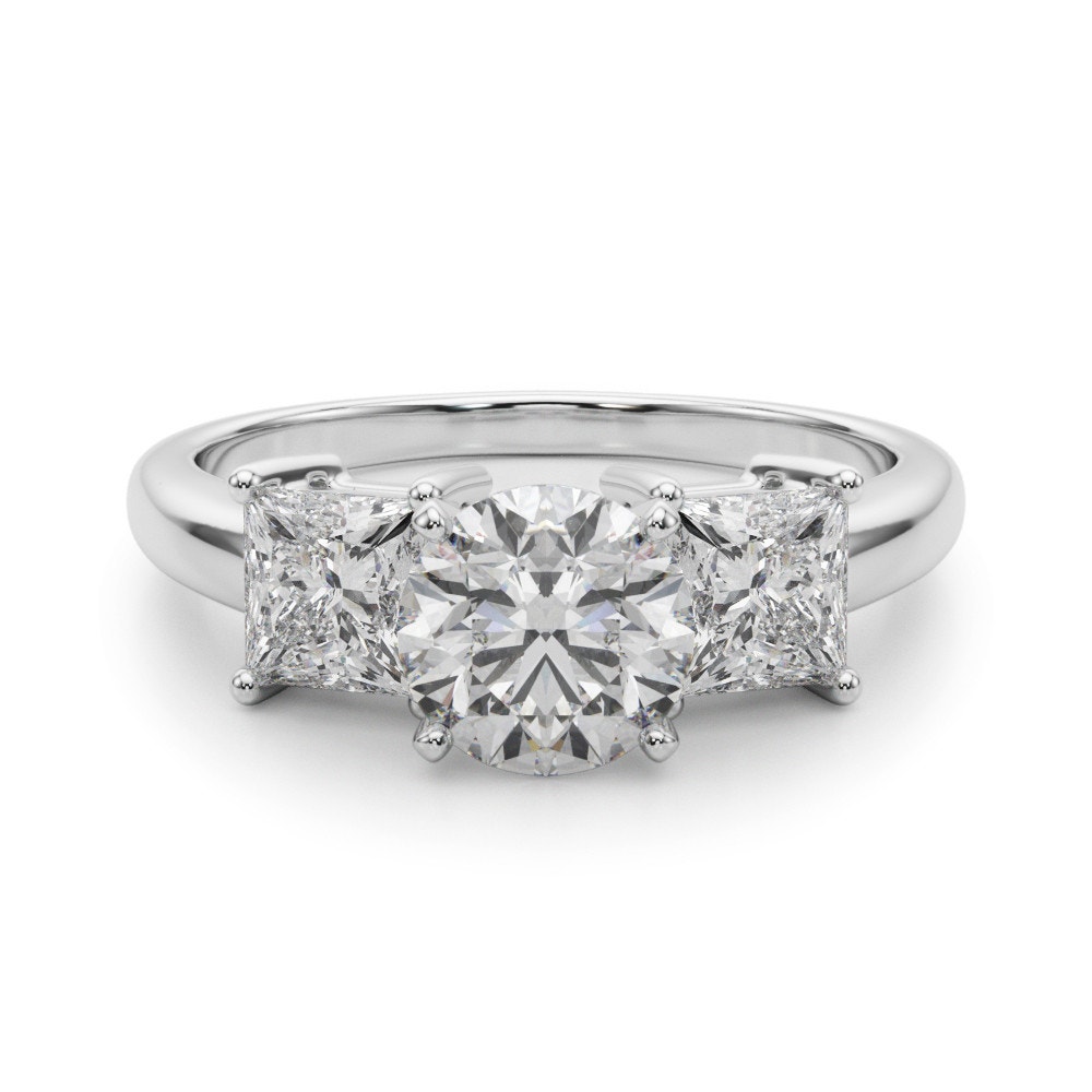 Alor Jewel 2.1 Ct Round Cut Lab-Created Diamond Engagement Ring - Three ...