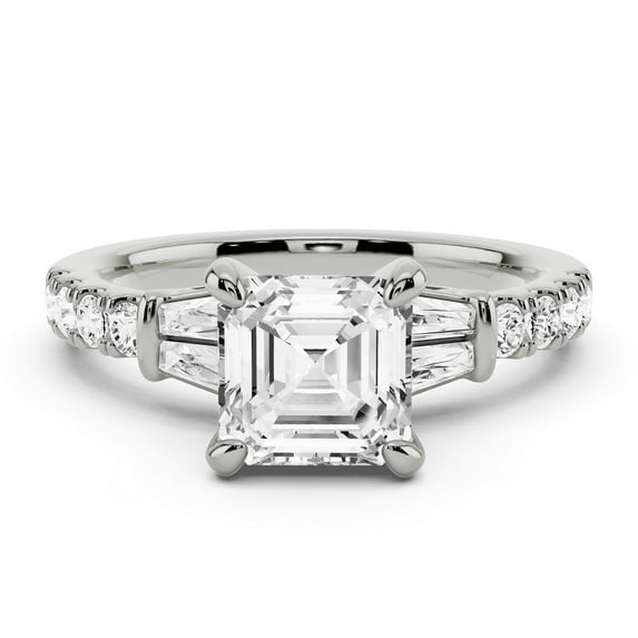 Alor Jewel 2 Ct Asscher Cut Lab-Created Simulated Diamond Halo ...