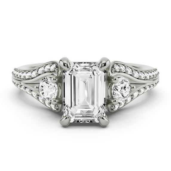 Alor Jewel 2 Ct Emerald Cut Engagement Solitaire Ring with Accent ...