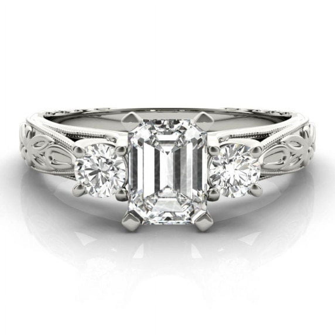 Alor Jewel 2 Ct Emerald Cut Lab Created Diamond Ring - Three Stone ...