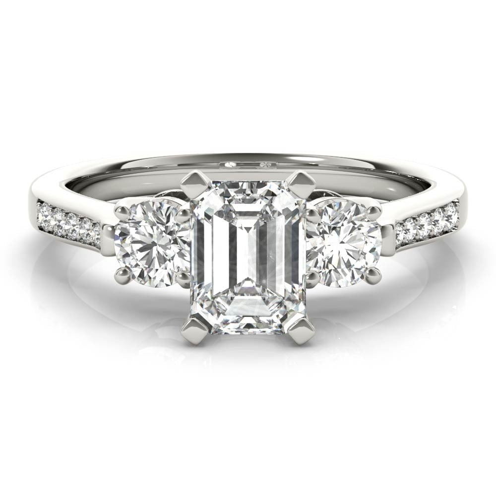 Alor Jewel 2 Ct Emerald Cut Lab Created Diamond Ring - Three Stone ...
