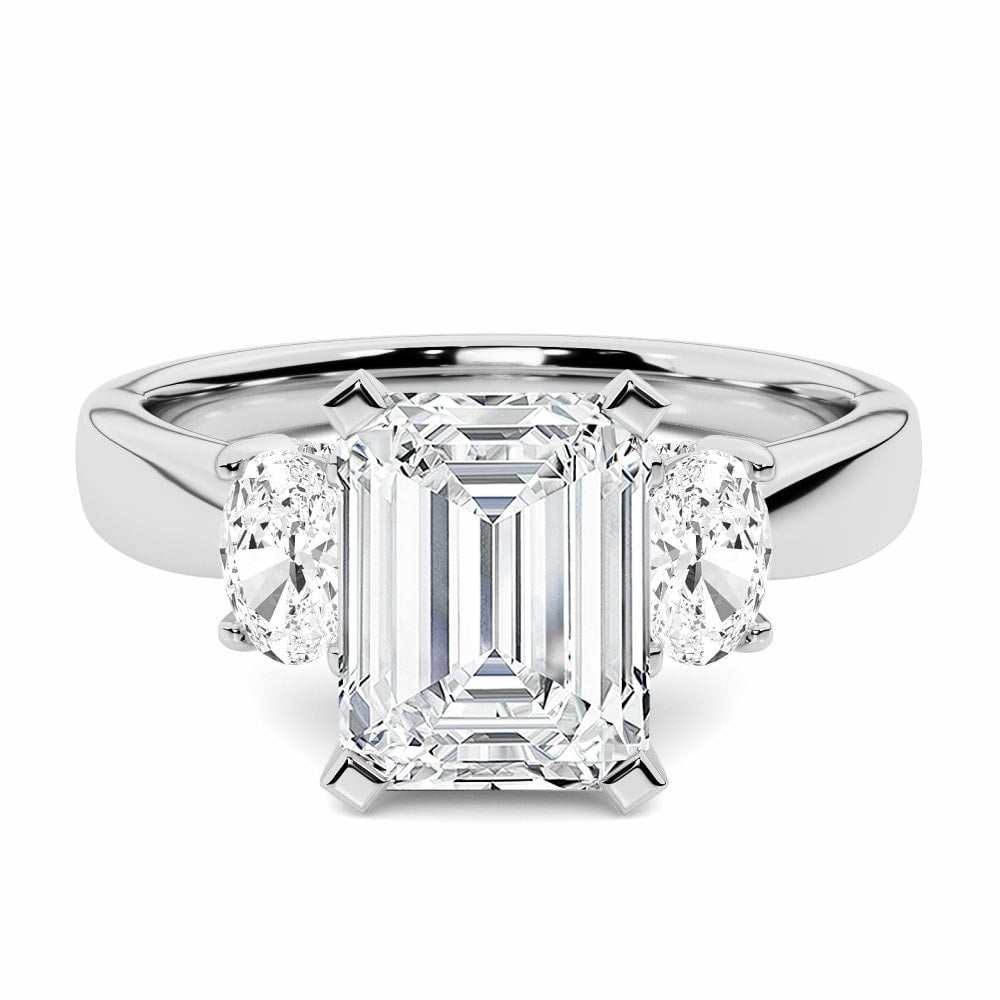 Alor Jewel 2 Ct Lab Created Diamond Three Stone Rings - Emerald Cut ...
