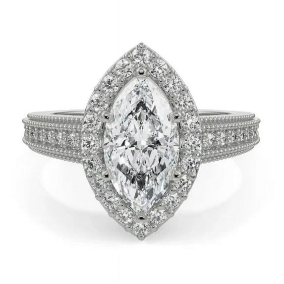 Alor Jewel 2 Ct Marquise Cut Lab Created Diamond Ring - 14K White Gold ...