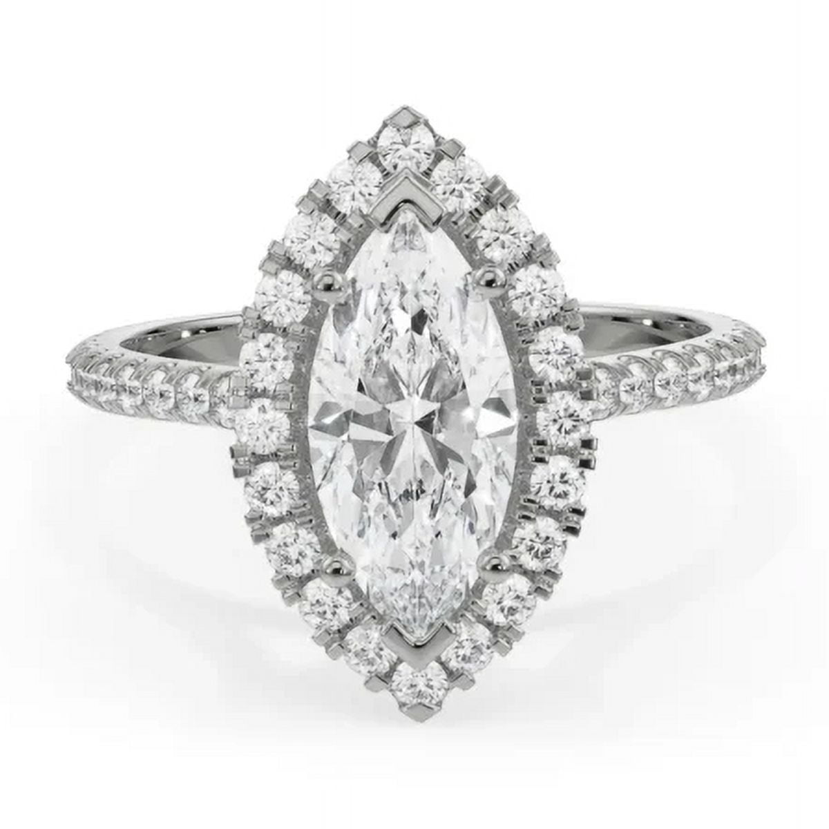 Alor Jewel 2 Ct Marquise Cut Lab Created Diamond Ring - 14K White Gold ...
