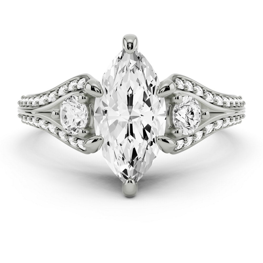 Alor Jewel 2 Ct Marquise Cut Solitaire Engagement Ring with Accent ...