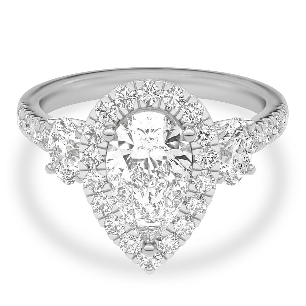 Alor Jewel 2 Ct Pear Cut Diamond Engagement Ring - Dazzling Halo Design ...