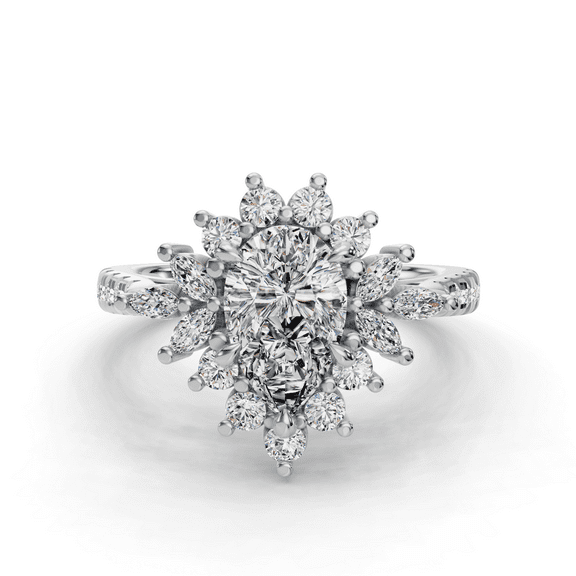 Alor Jewel Pear Cut Engagement Solitaire Ring - 1.4 Ct Lab-Created ...
