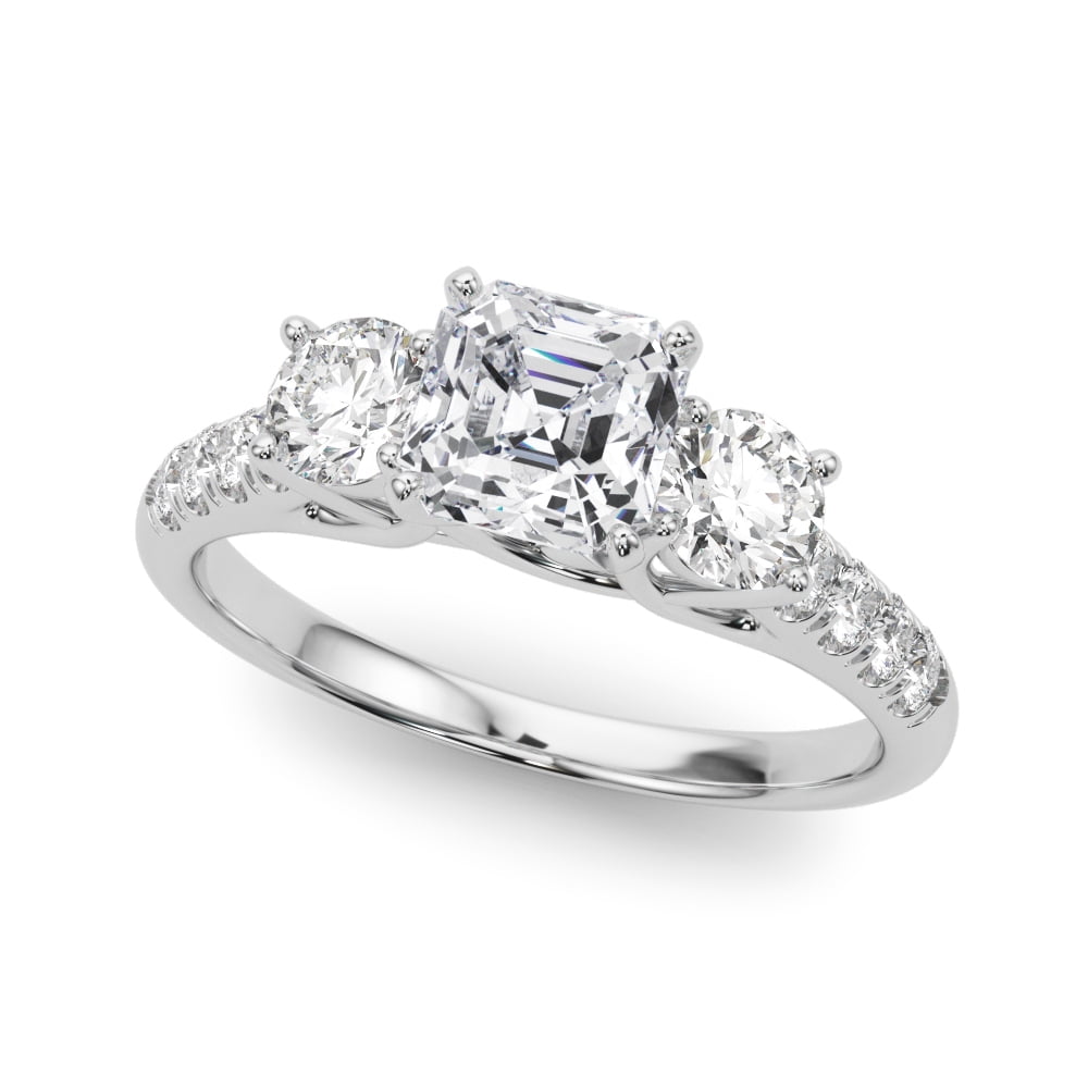 Alor Jewel Asscher Cut Engagement Solitaire with Accent Ring for Women ...