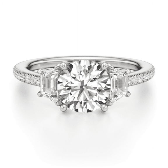 Alor Jewel Three Stone Prong Set Engagement Wedding Rings - Lab Created ...